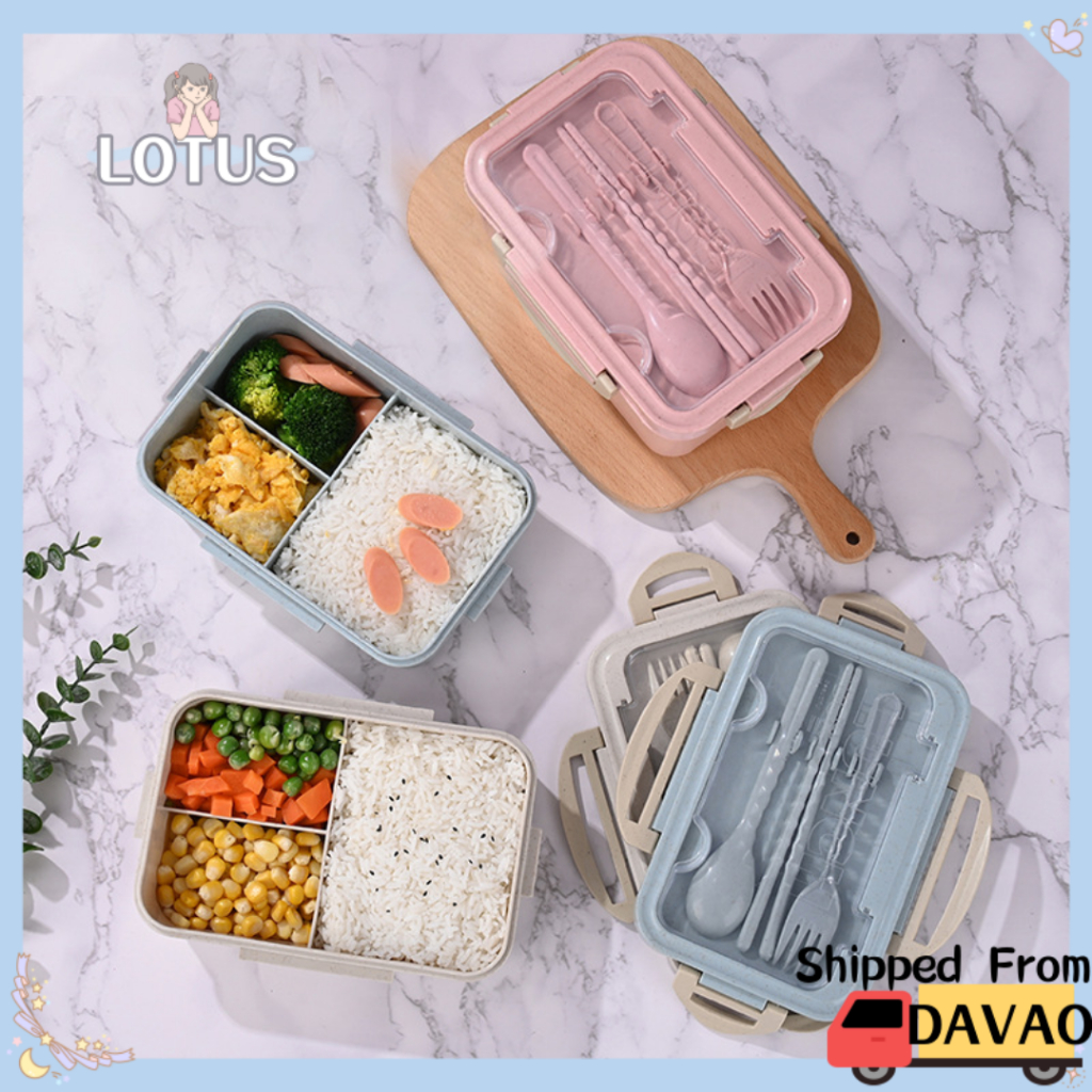 LOTUS Sustainable Wheat Straw Three-Section Lunch Box | Shopee Malaysia