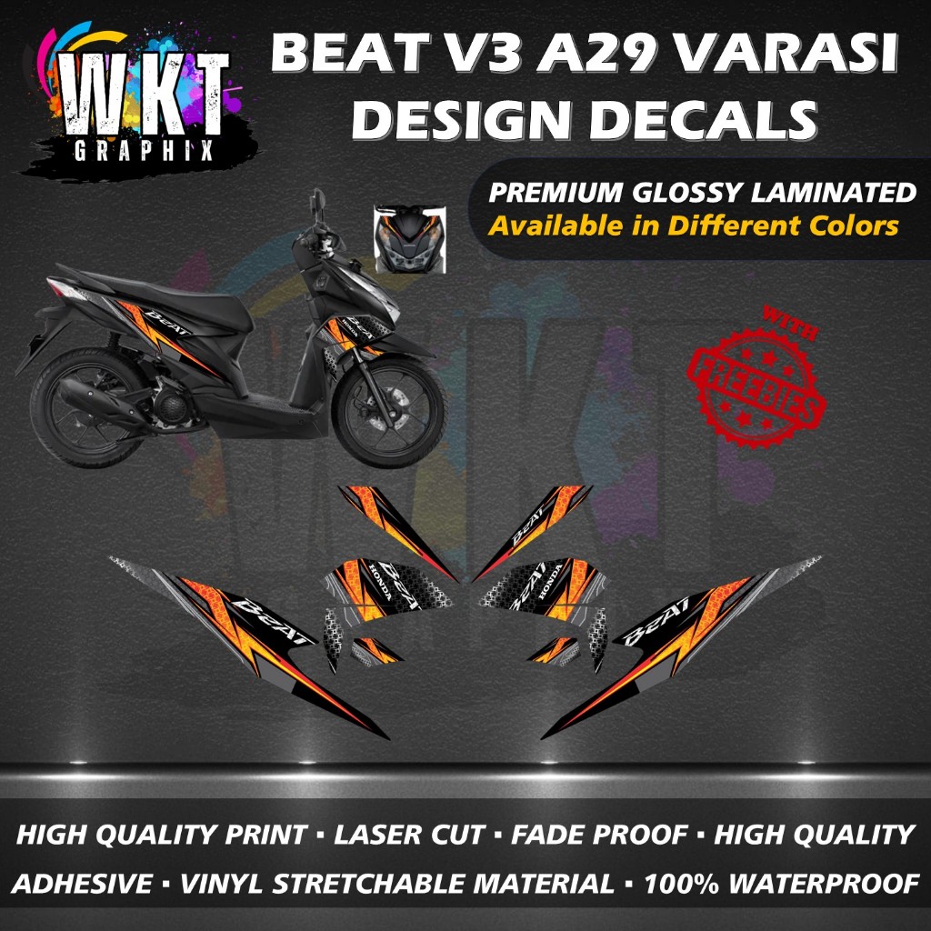 HONDA BEAT V3 A29 VARASI DESIGN DECALS STICKER (WATERPROOF, LAMINATED ...