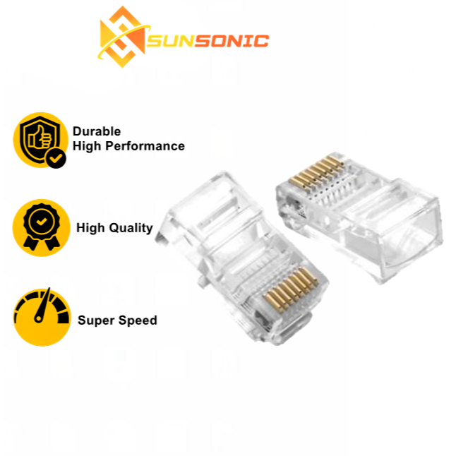 CAT6 Modular Ethernet Cable Head Plug Crimp Network RJ 45 Connector ...