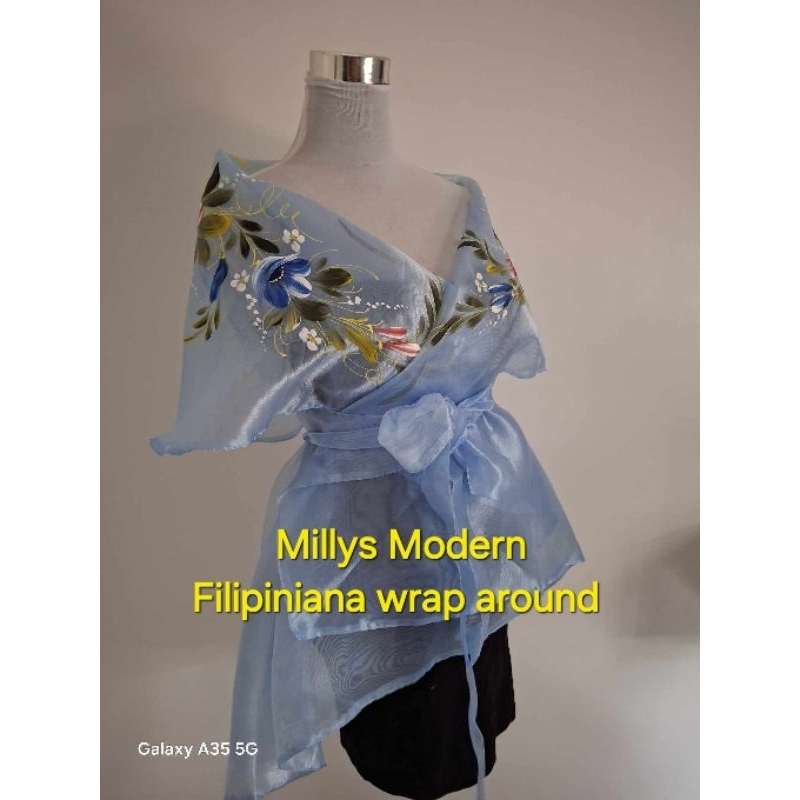 Millys Modern Filipiniana Powder blue Cecil handpaint buwan ng wika ...
