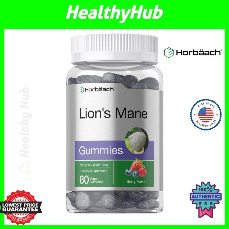 Lion's Mane Gummies, Horbaach Lion's Mane Mushroom Supplement, 60 Vegan ...