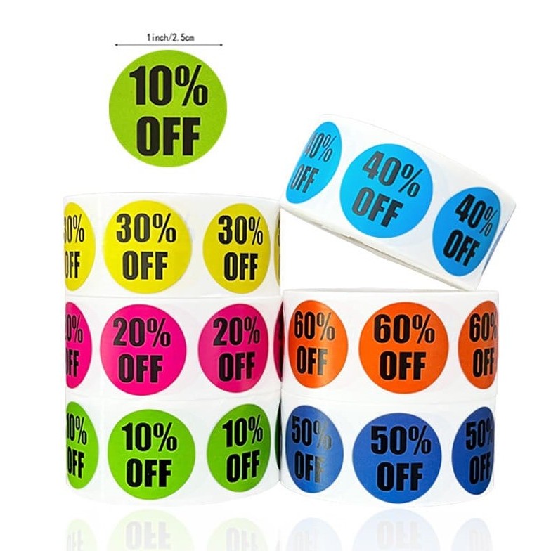 qjoq.ph | 1 Roll Percent Off Round Sticker 1 Inch 10% 20% 30% 40% 50% ...