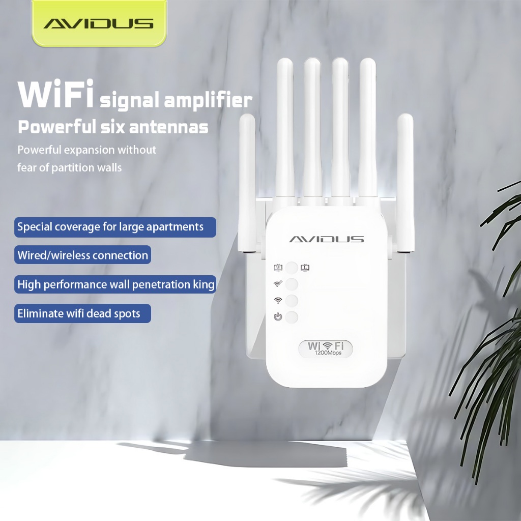 V380 PRO 1200Mbps 2.4G/5G 6 Antennas WiFi Repeater Wireless Internet ...