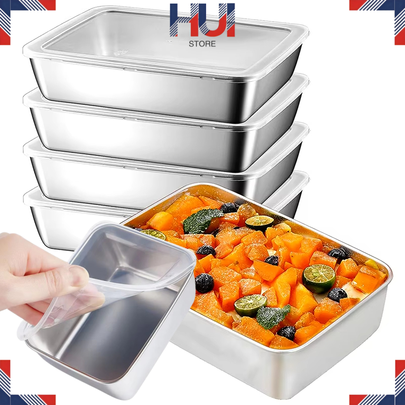 304 Stainless Steel Japanese Style Tray Food Storage Box With Lid ...