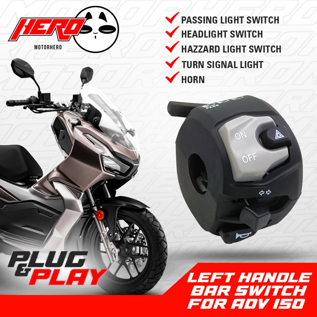 ADV Handle Bar Switch with Passing Universal Left Side Heavy Duty ABS ...
