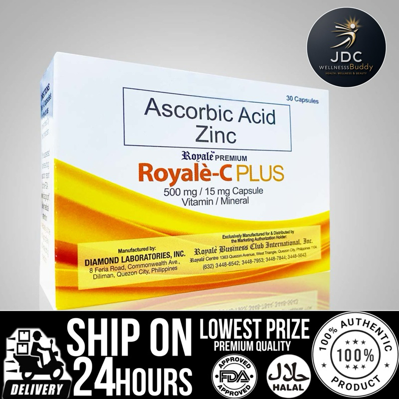 ROYALE VITAMIN C-PLUS ASCORBIC ACID (with zinc) 30 capsules | Shopee ...
