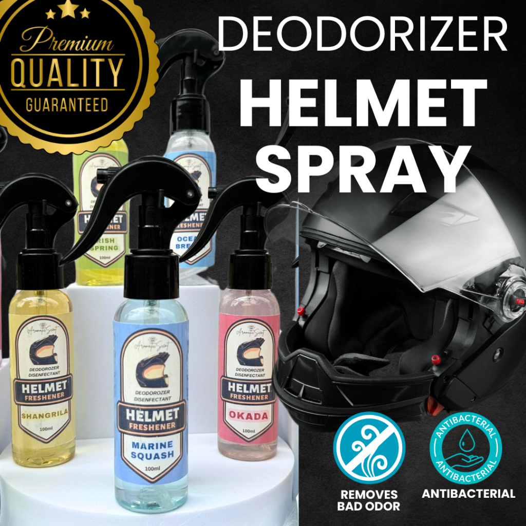 100ml Helmet Spray, Freshener, Deodorizer with Antibacterial Aromatic ...