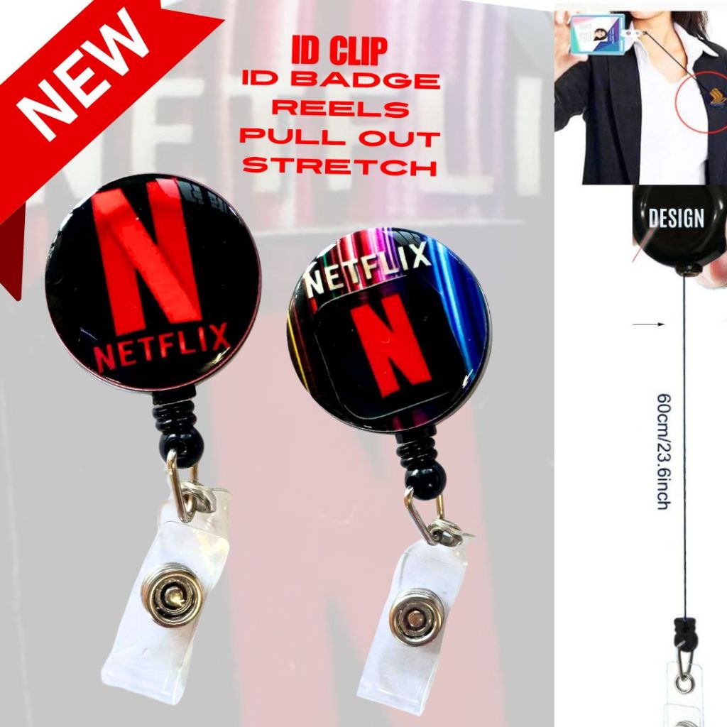 Retractable Netflix Id Badge Reels Id Clip Lanyard name Tags | Shopee ...