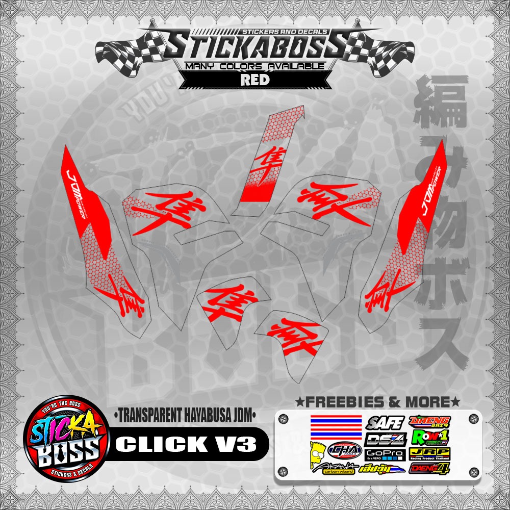 【PREMIUM UV PRINT】TRANSPARENT CLICK V3 DECALS ( HAYABUSA JDM )【WITH ...