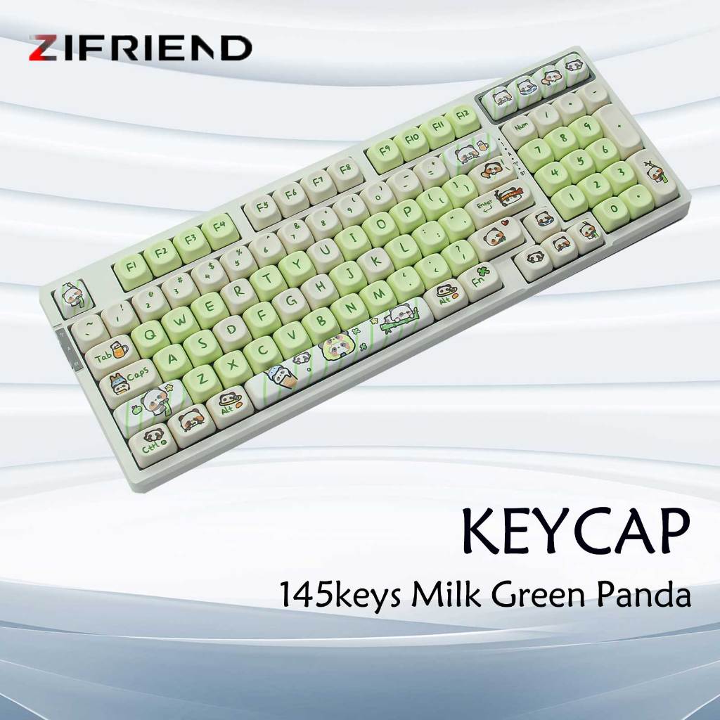 ZIFRIEND Milk Green Panda Keycaps 145 Keys PBT Material MOA Height ...