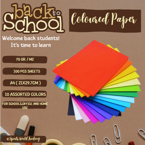 Coloured Paper A4 ( 100 PCS SHEETS ) | Shopee Malaysia