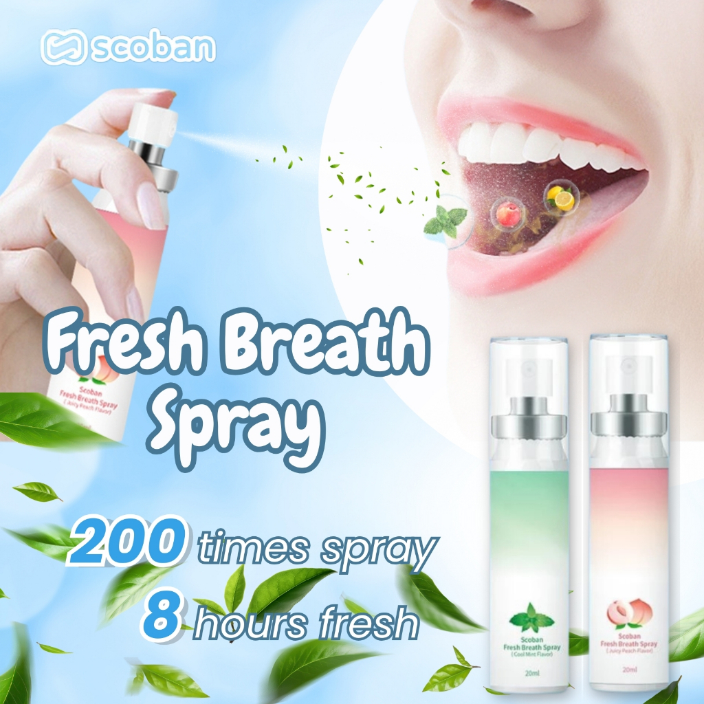 Scoban Mouth Fresh Breath Spray 20mL - Grapes, Lemon, Mint, Peach | Shopee Malaysia