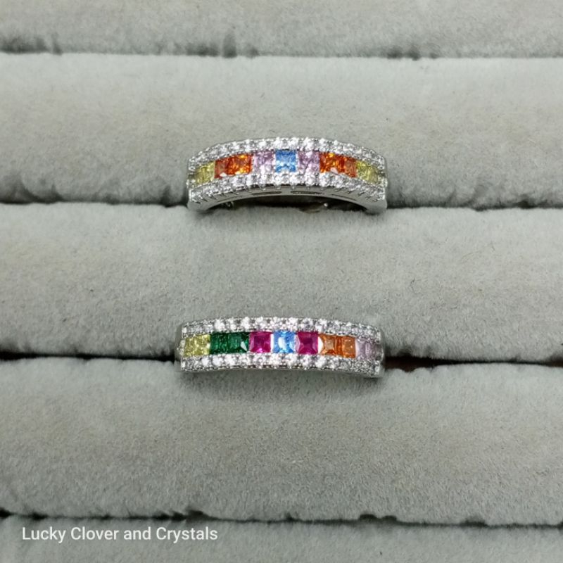 High Quality Mix Crystals Emerald,Topaz,Ruby Ring(w/ring box) | Shopee ...