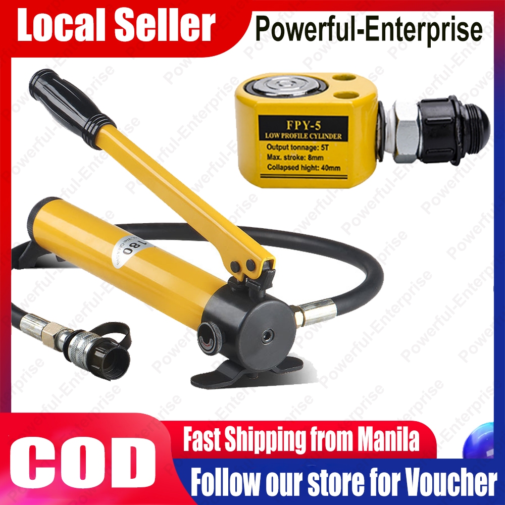 10T Ultra-thin Hydraulic Jack Power Kit with CP-180 Hydraulic Hand Pump ...