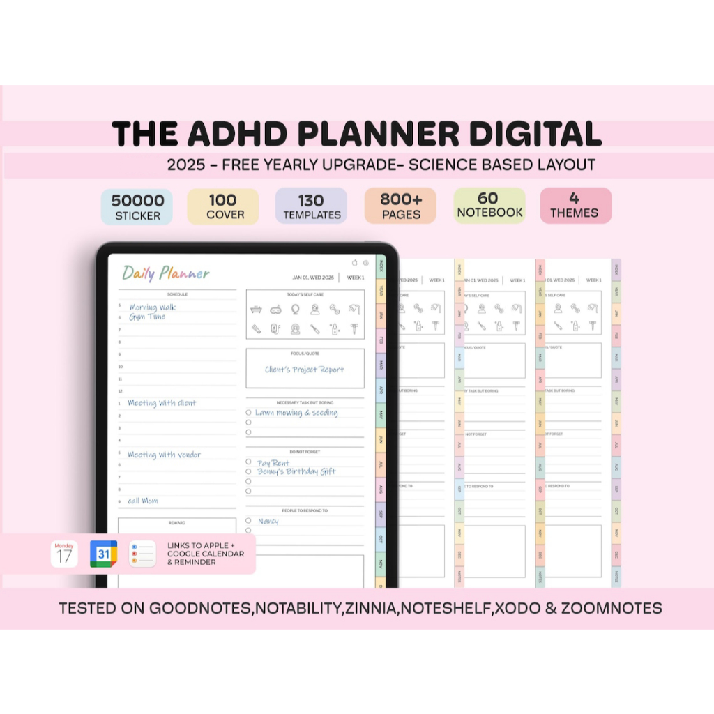 2025 Digital Planner, ADHD Digital Planner, ADHD Digital Planner, Self ...