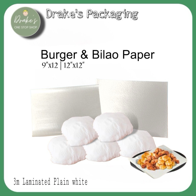 Plain white Grease Proof Paper Laminated for Burger & Bilao - 100pcs ...