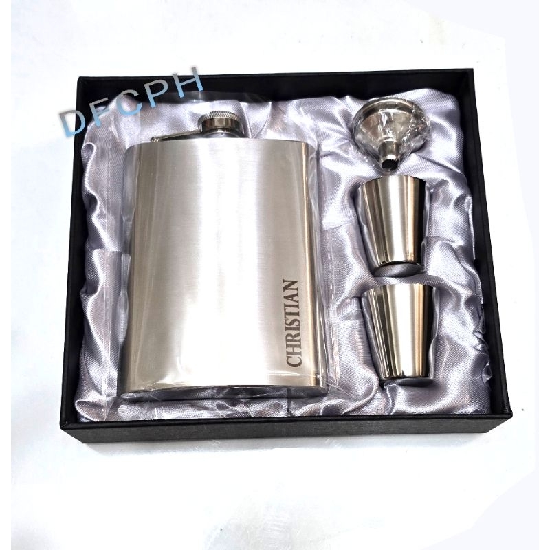 8oz 236ml Laser Engraved Wine Stainless Flask set shot glass funnel ...