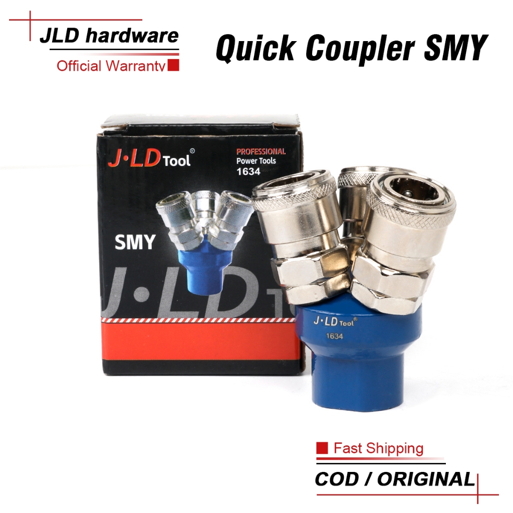 JLD Quick Coupler 3 Way Air Pass Coupling 1/4 Connector SMY Pneumatic ...