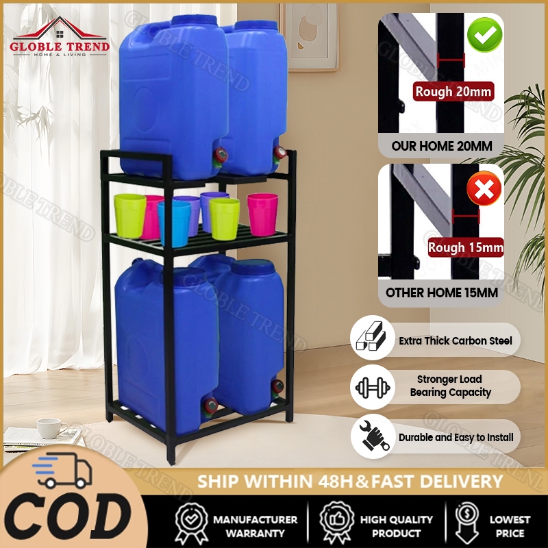 Water Container Rack 2/3 Layers Water Gallon Rack Kitchen Stand Metal ...