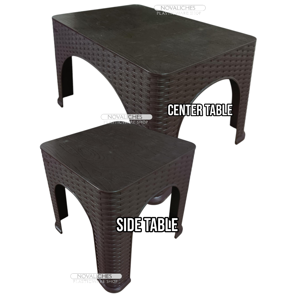 Zooey Rattan Side Table & Center Table BROWN COLOR Rattan Table ...