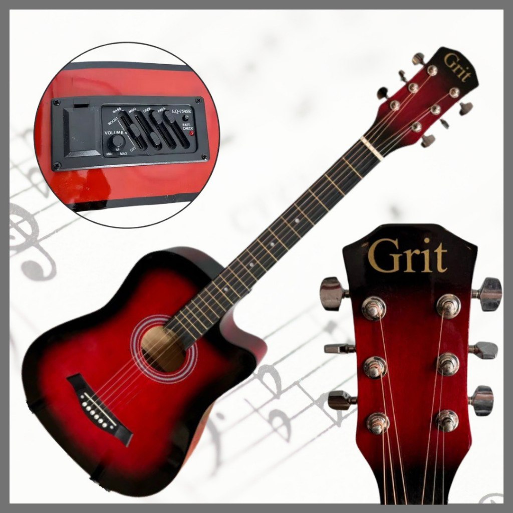 Grit Acoustic Guitar 4 Channel Pickup 38 Inches With Truss Rod With ...