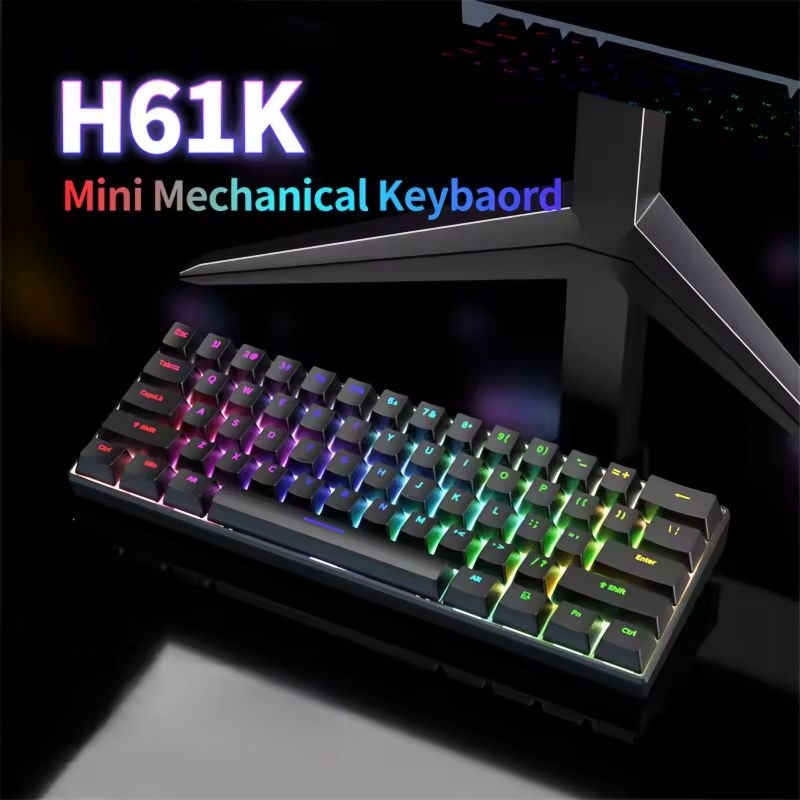 MECHANICAL MINI USB KEYBOARD H61K / BLUE SWITCH & MULTIPLE RGB LIGHT ...