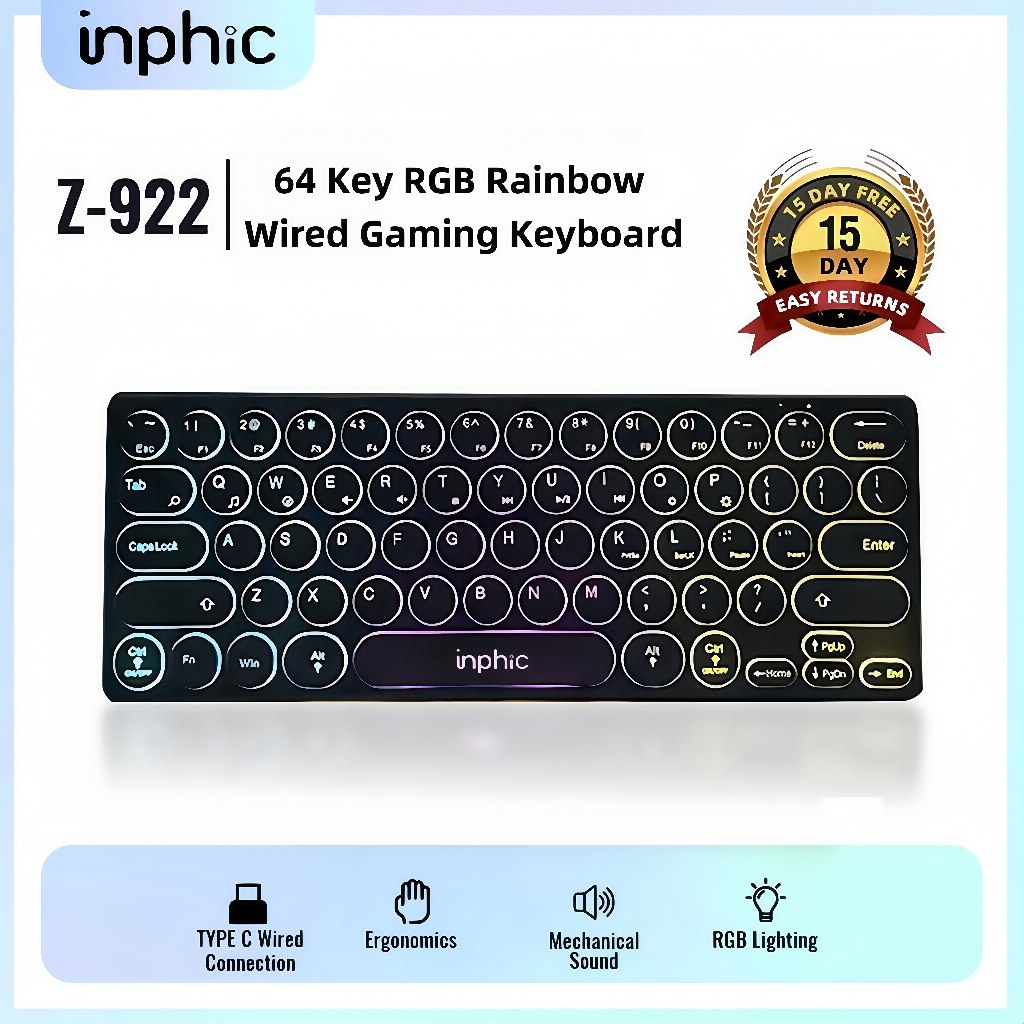 Zeus x Inphic 922 RGB Gaming Keyboard 64 Keys Keypad / Keyboard Multi ...