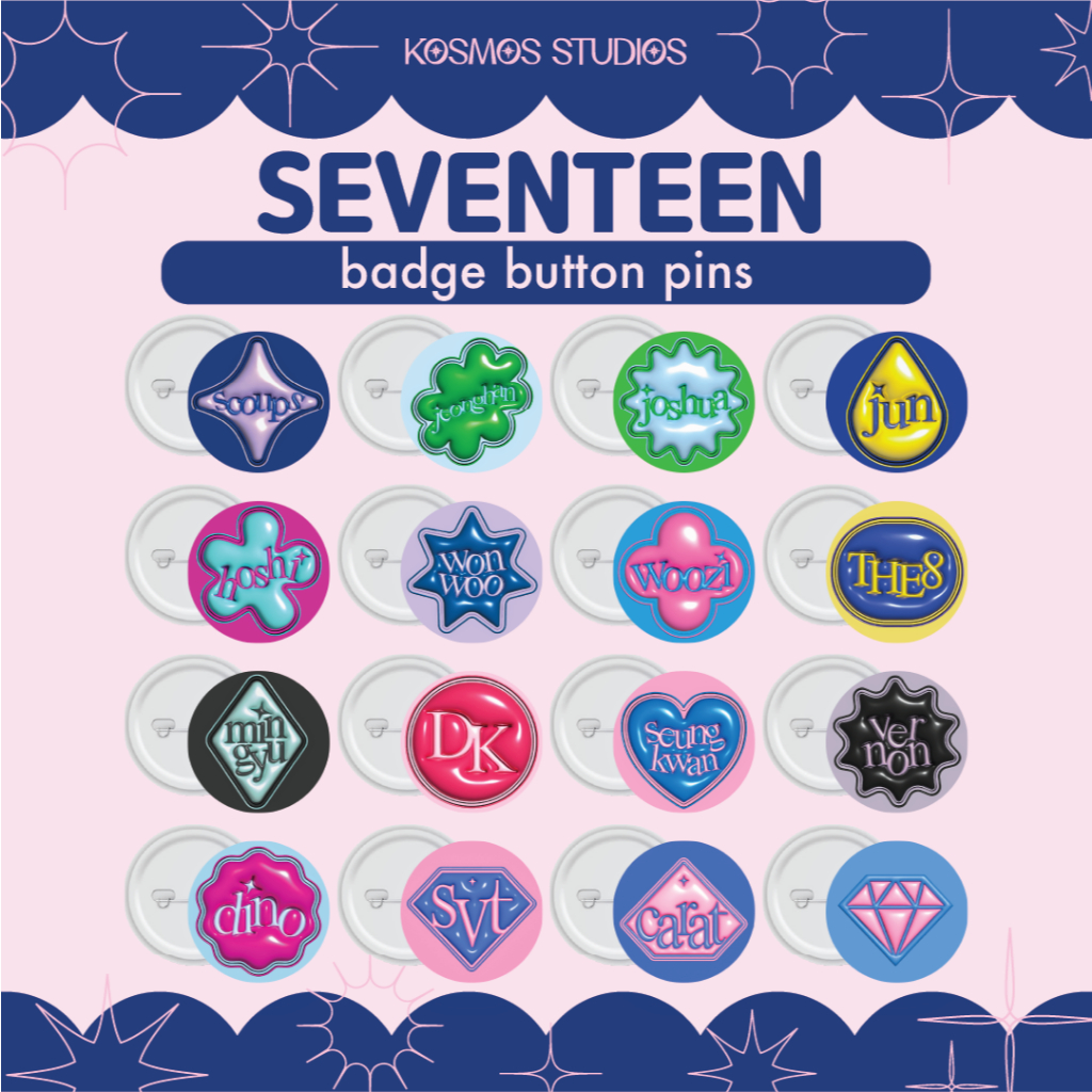 SEVENTEEN Name Badge Button Pin | KPOP Merch | fanmade by Kosmos Studios | Shopee Malaysia