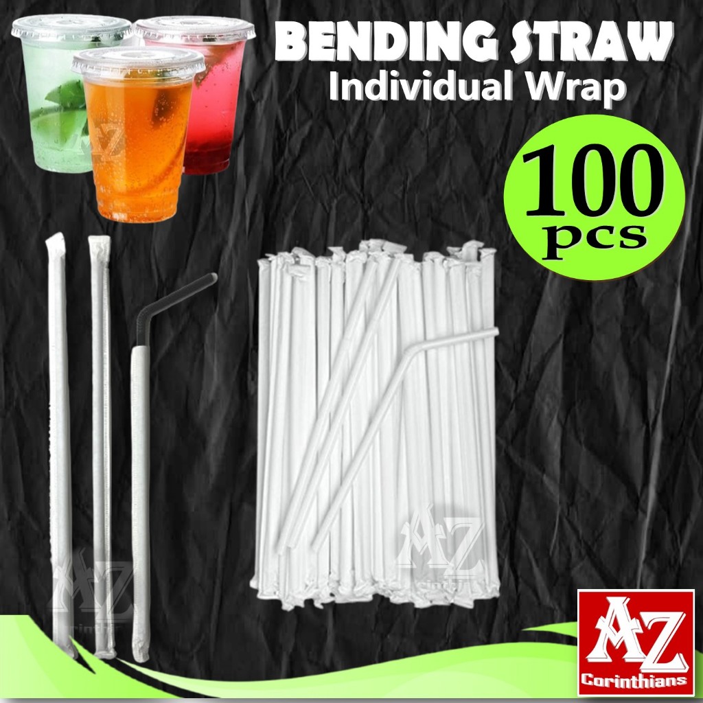 Bending Straw, Sago Straw, 100pcs Individually Wrapped Bending Straw ...