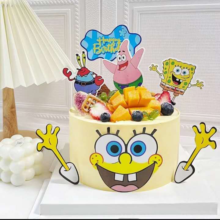Cake topper Spongebob theme Spongebob set paper card plug-in bake props ...