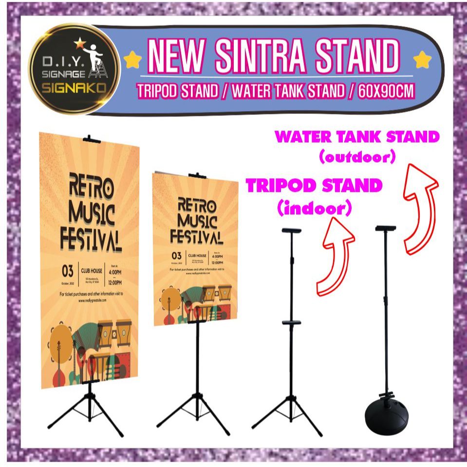 Durable Double sided Tripod Sintra Standee / Outdoor Backdrop Stand ...