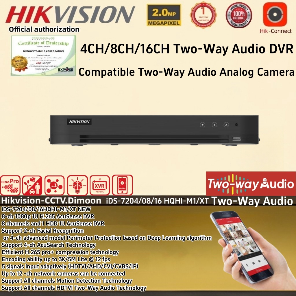 Hikvision 2MP DVR compatible Two-way Audio camera DVR 4CH/8CH/16CH H ...