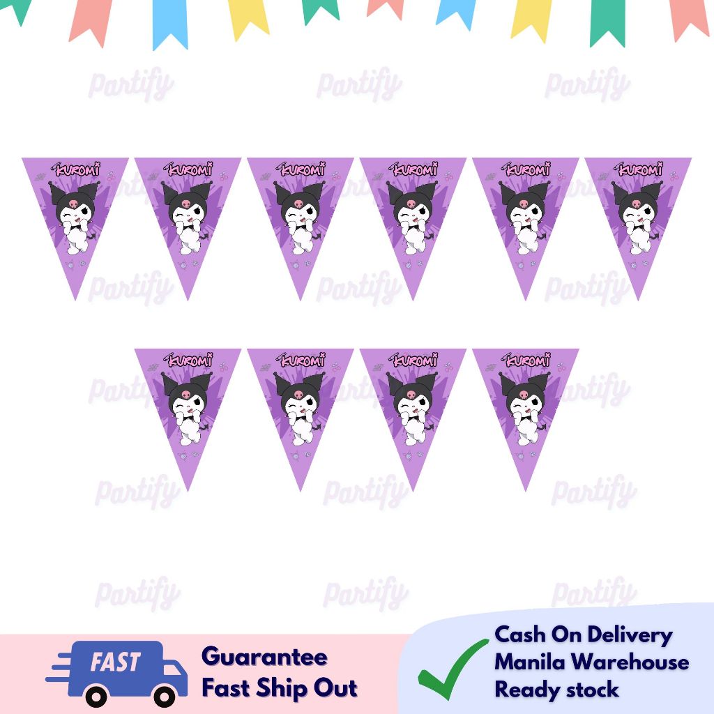 10pcs Kuromi theme party bunting banderitas with free string for kids ...