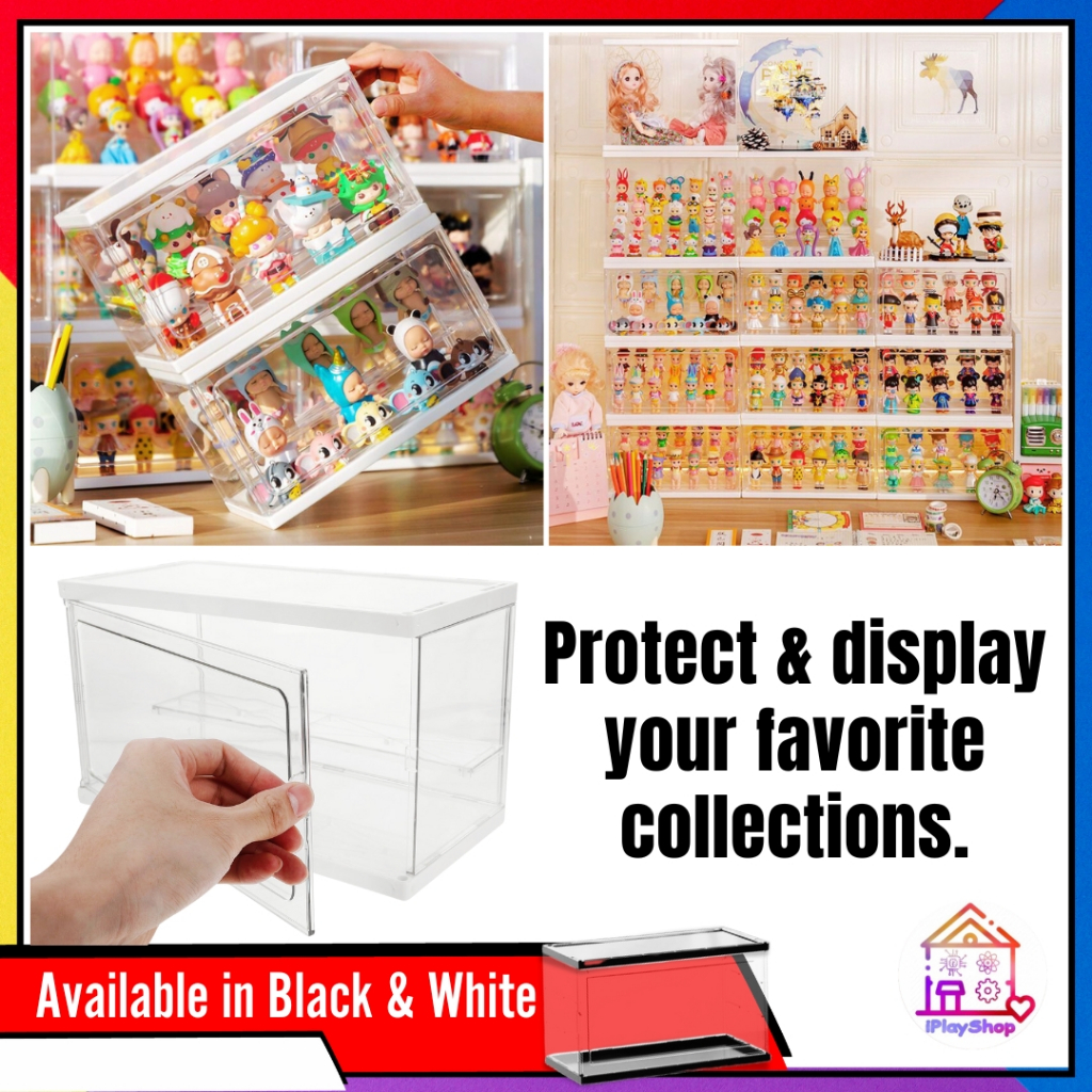 2 Tier Easy Assemble Doll Display Box Popmart Model Cabinet Collectible ...