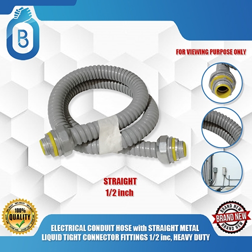ELECTRICAL CONDUIT HOSE with STRAIGHT METAL LIQUID TIGHT CONNECTOR ...