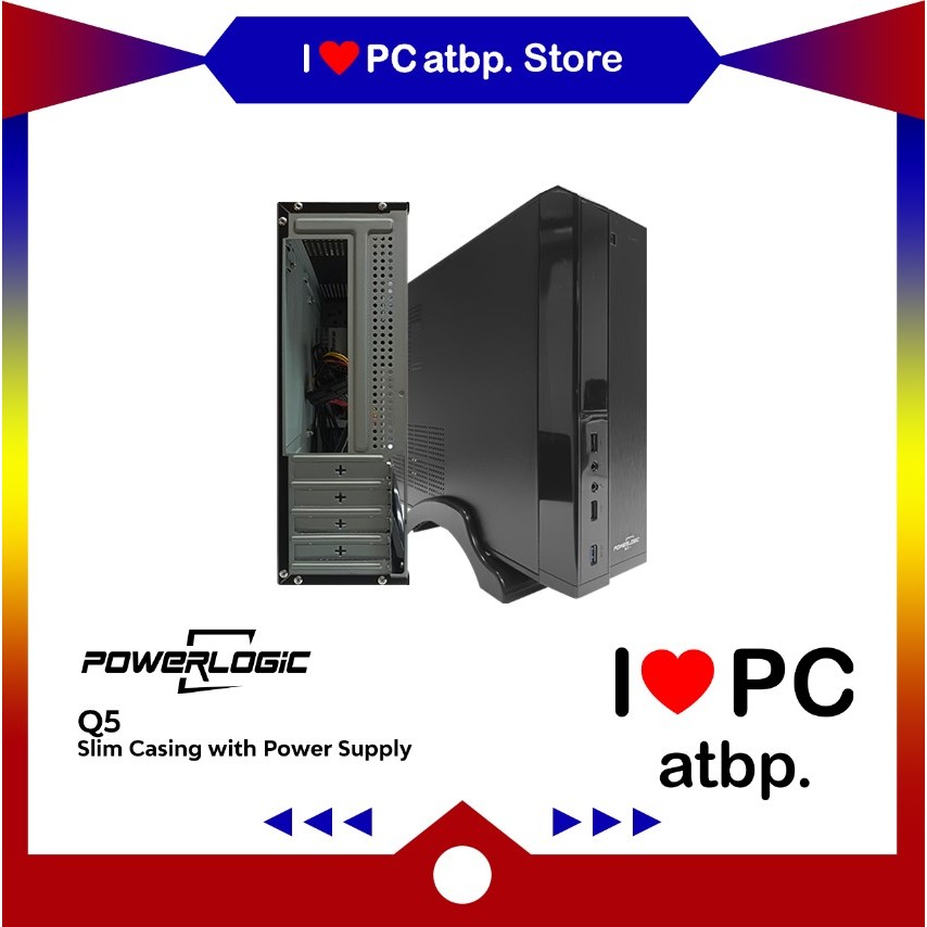 POWERLOGIC Q5 Slim Mini-Micro ATX PC Desktop Case with 600w PSU ...
