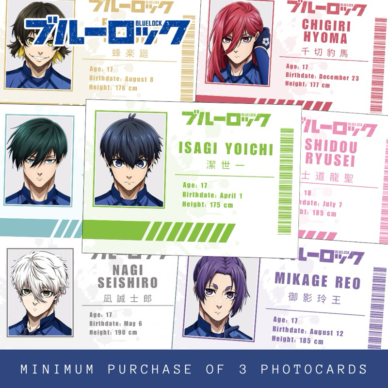 Blue Lock Vs U-20 Player ID Laminated High Quality Photocards | Shopee ...