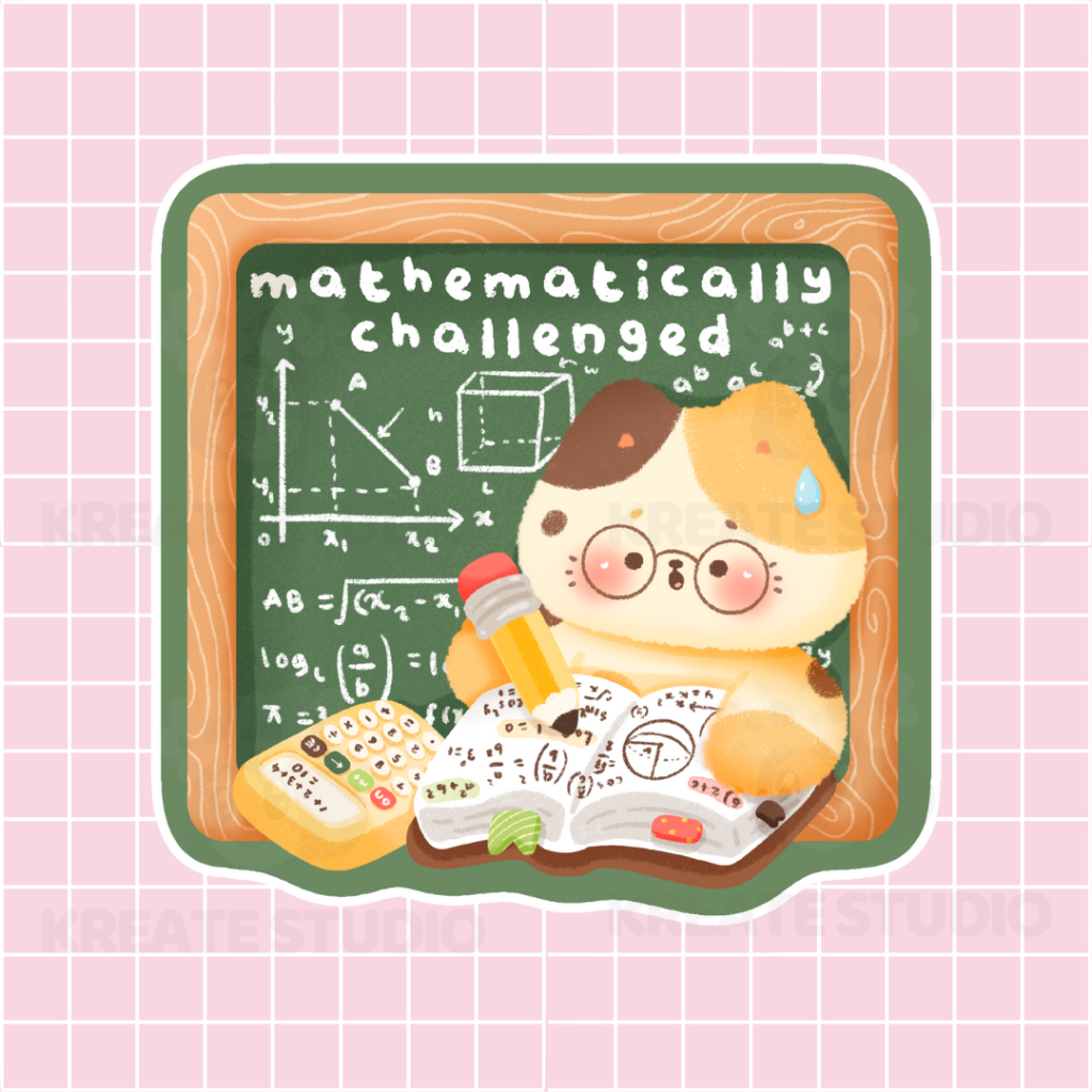 MATHEMATICALLY CHALLENGED STICKER | Cute Kawaii Laminated Waterproof ...