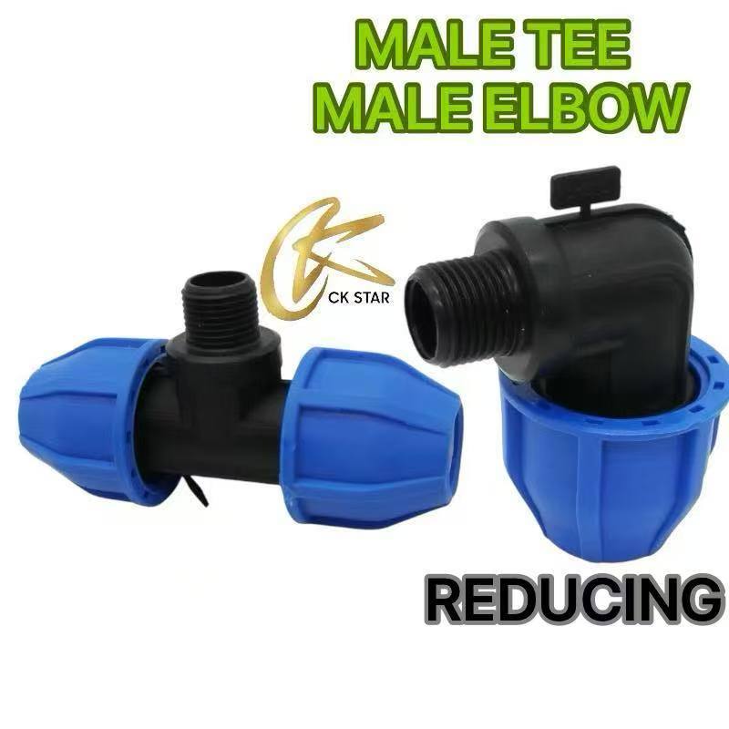 PE Compression Fittings Male Tee, Male Elbow, Reducing, 1/2, 3/4, 1 ...