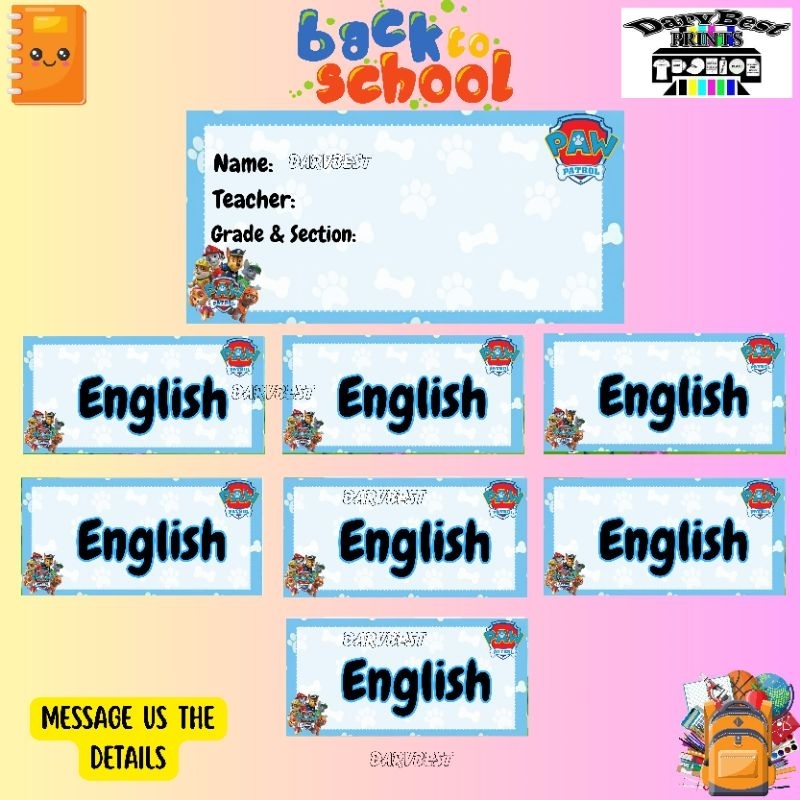 Subject Sticker Labels for notebook with name label high quality ...