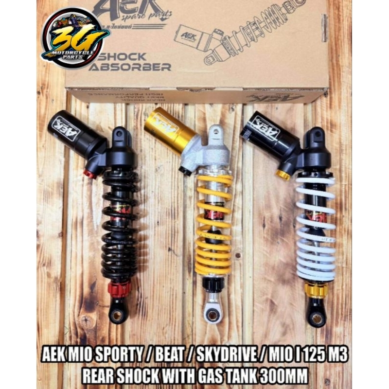 AEK MIO SPORTY / BEAT / SKYDRIVE / MIO I 125 M3 REAR SHOCK WITH GAS TANK 300MM 100% MADE ...