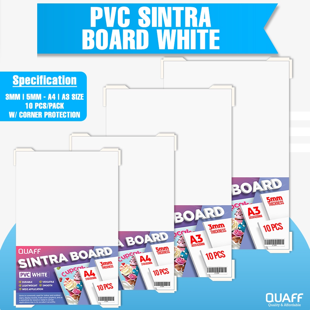 3mm/5mm QUAFF PVC Sintra Board White With Corner Protection A4 | A3 ...