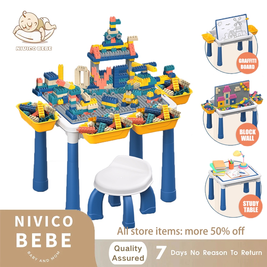 Building Blocks Table and Chair Set with Blocks Table Study Table ...