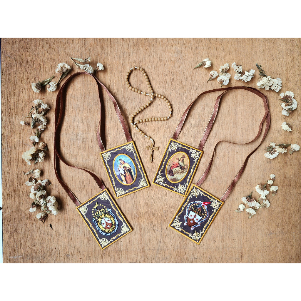 Premium GOLD Brown Scapular of Our Lady of Mount Carmel Order of ...