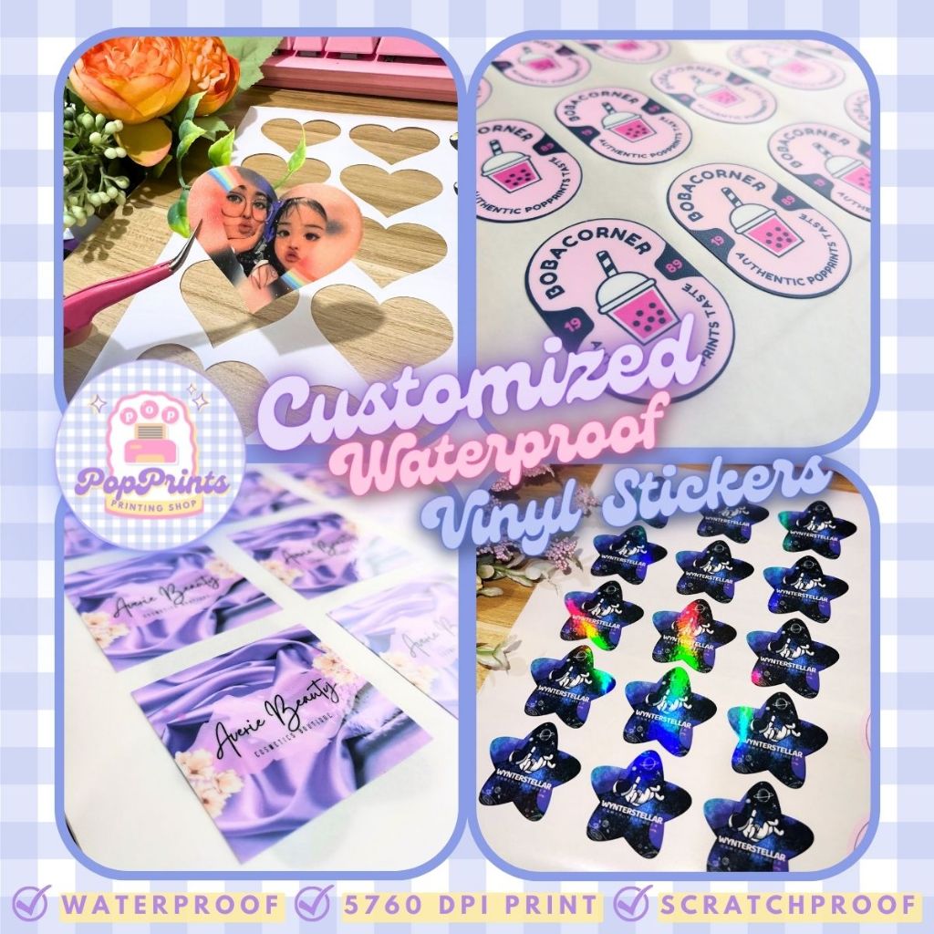 STICKER PRINTING Customized Regular and Waterproof Stickers Logo Label ...