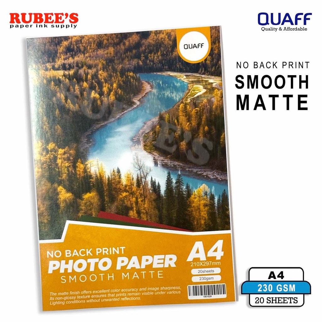 QUAFF NO BACK PRINT Photo Paper MATTE A4 230gsm (20 sheets) | Shopee Malaysia