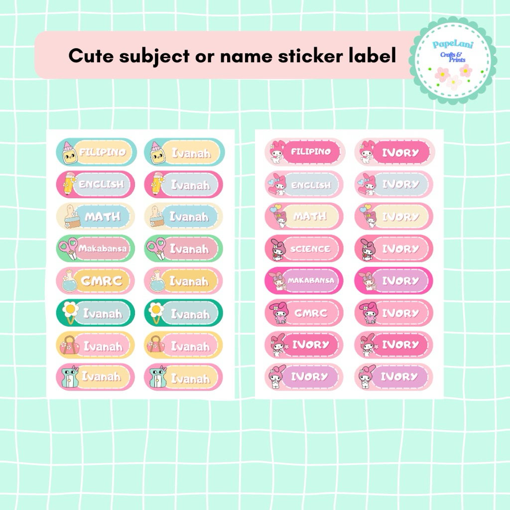 Cute Personalized Name Subject Label Sticker | Shopee Malaysia