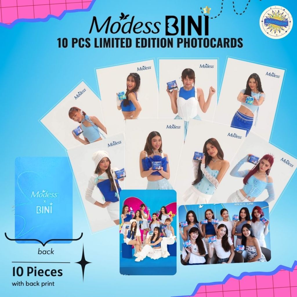 10 pcs Modess x BINI photocard OT8 unofficial Globe Puregold Jollibee ...