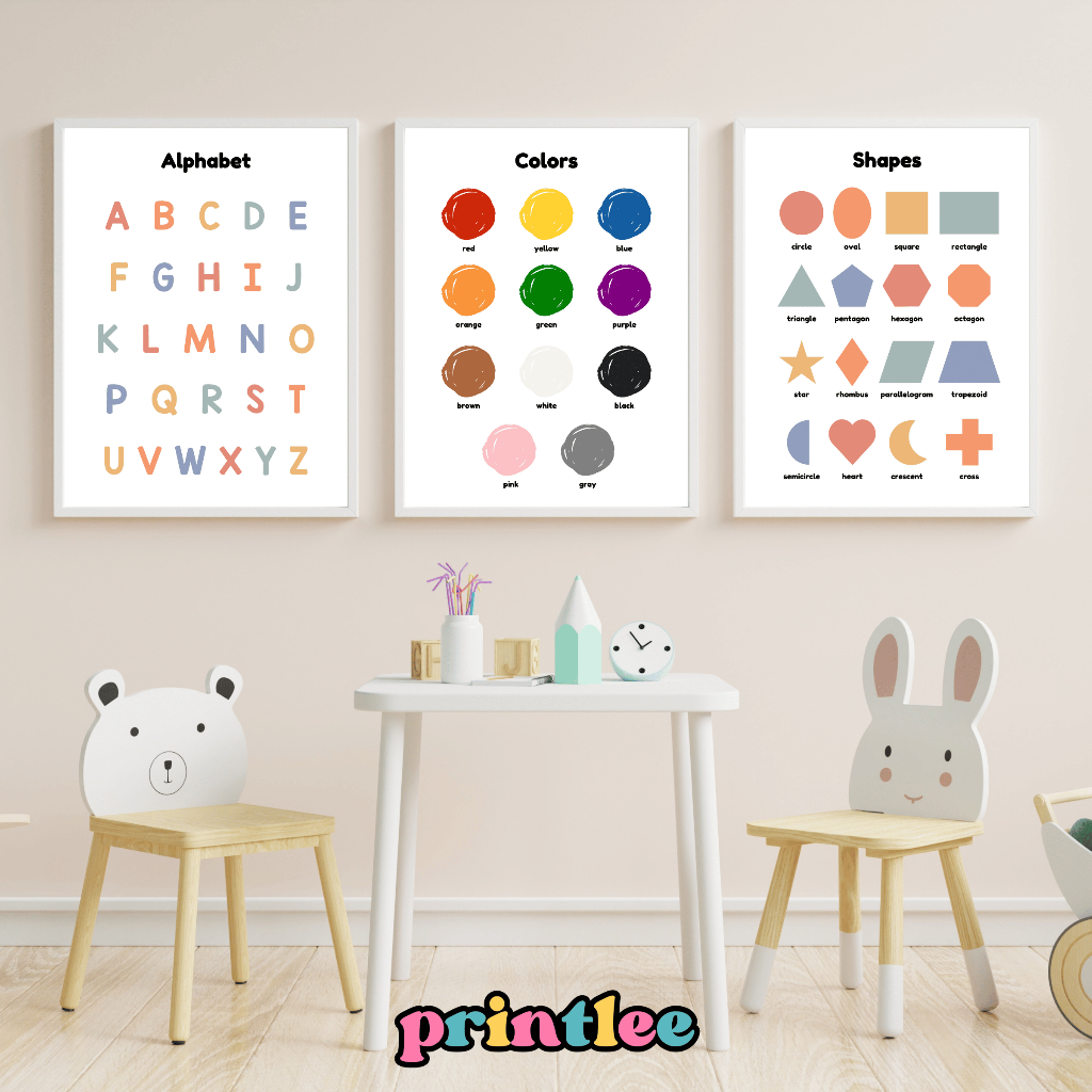 Educational Chart for Kids (with freebies!) Laminated A4 Minimalist ABC ...