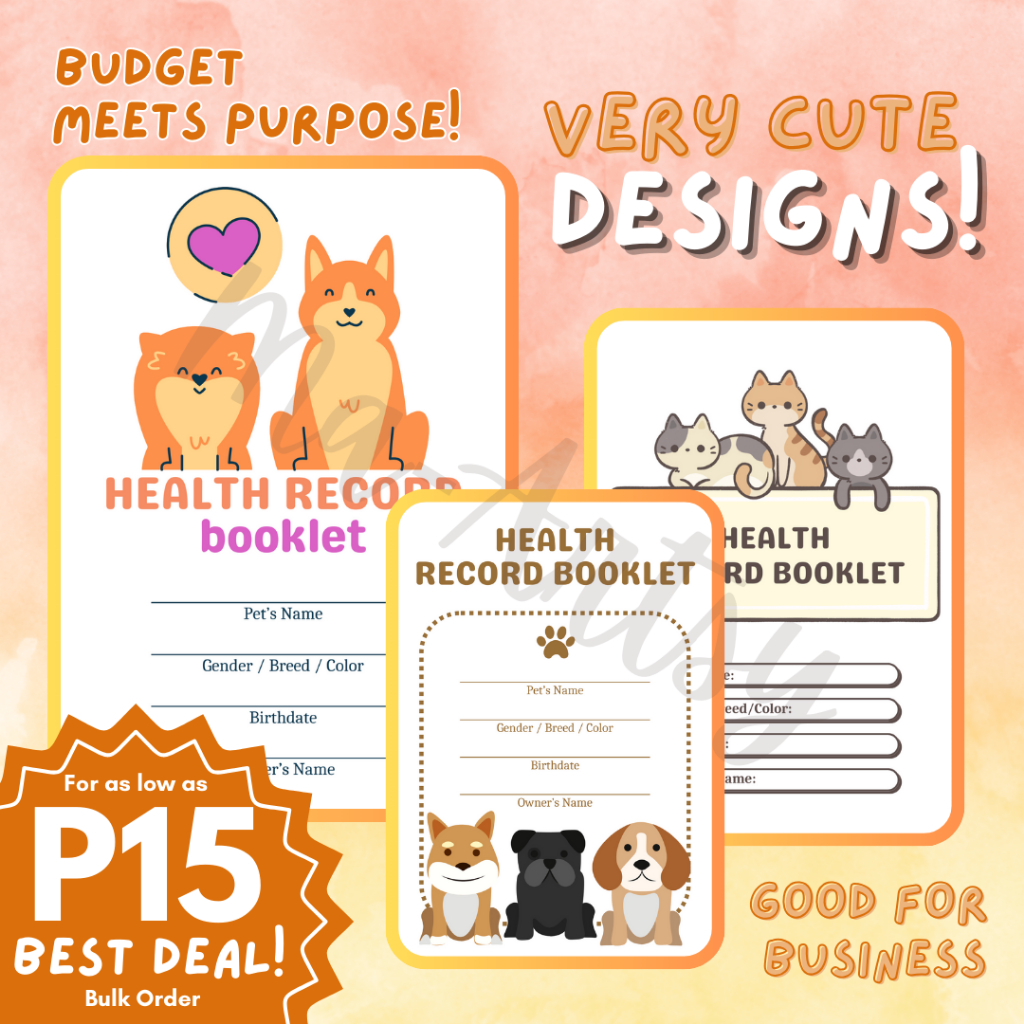 Thick & Glossy PETS VACCINATION BOOKLET (CAT & DOG) HEALTH RECORD VET ...